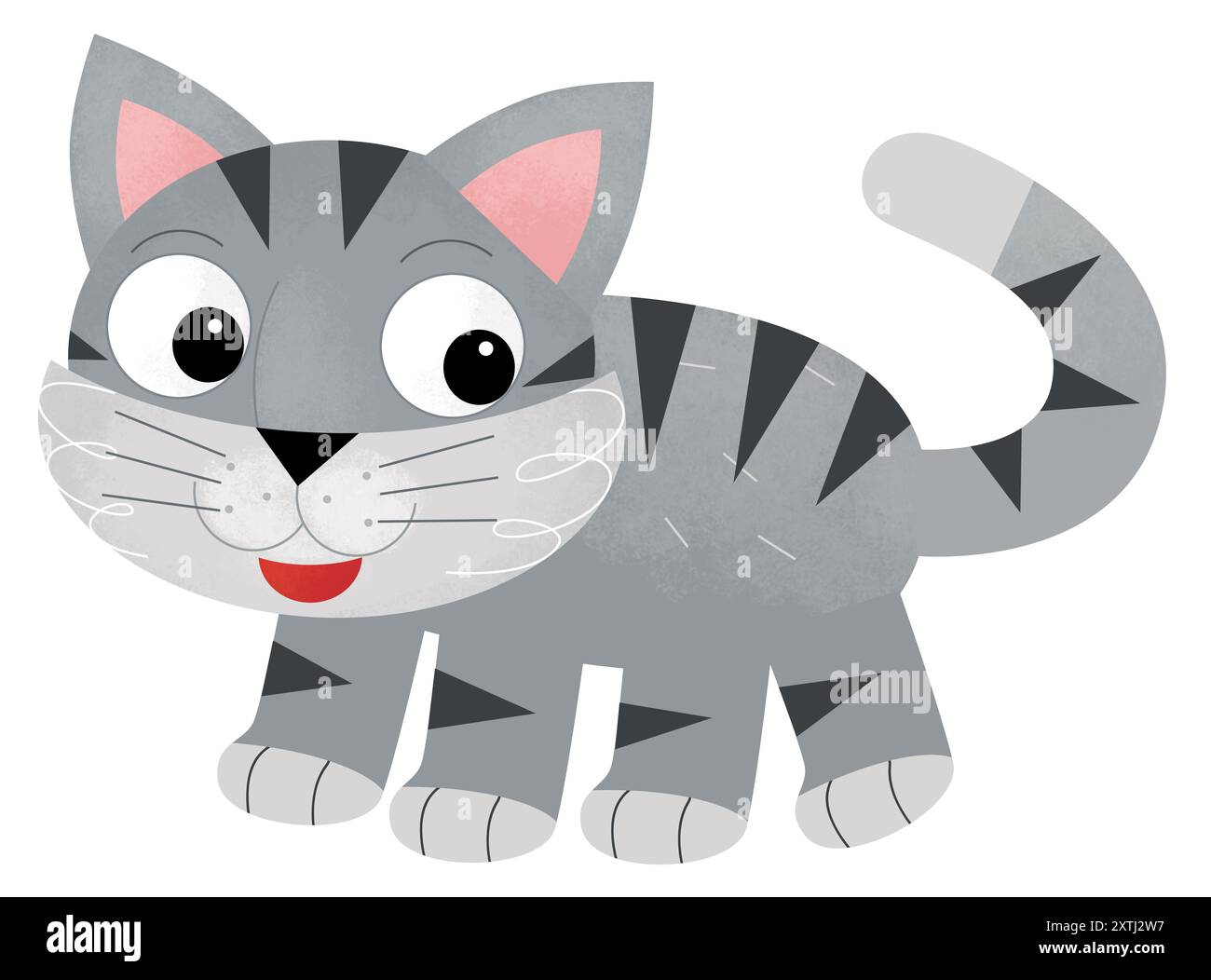 Cartoon happy farm or city animal cat standing and looking isolated ...