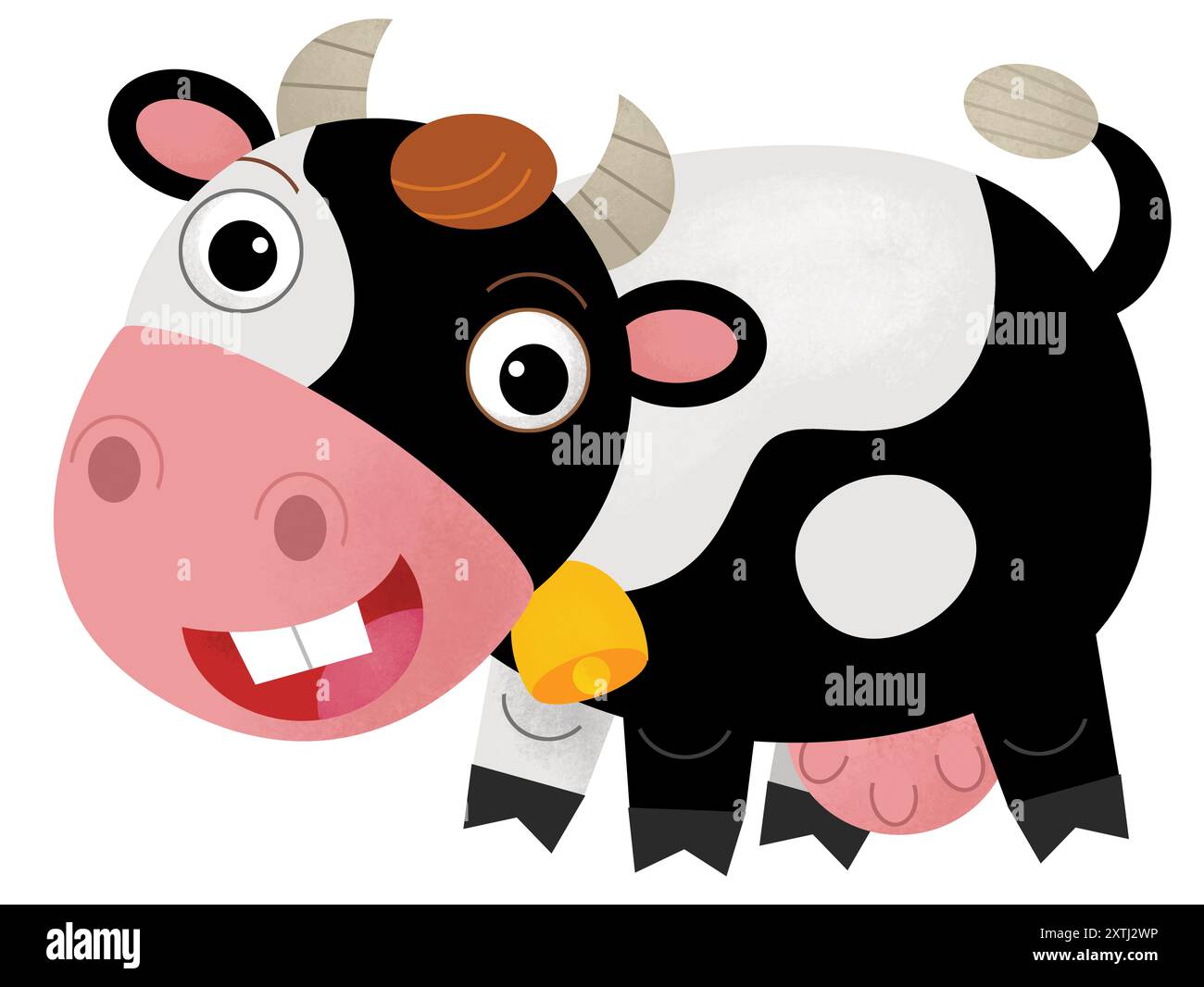 Cartoon happy scene with cow bull is looking and smiling illustration ...