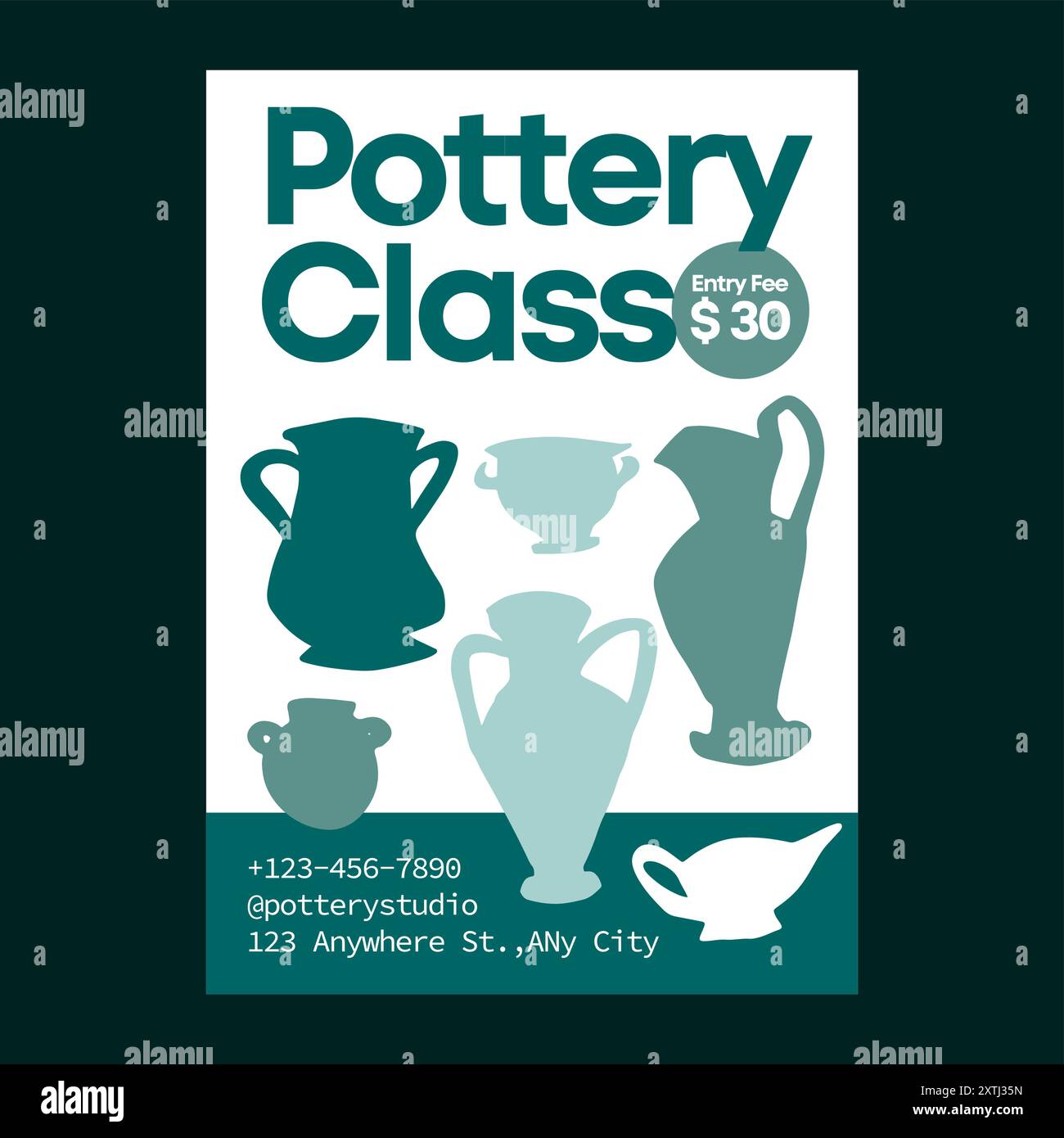 Green and White Pottery Class Flyer Design Template Stock Vector Image ...