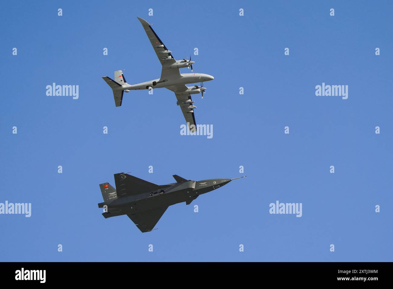ISTANBUL, TURKIYE - MAY 01, 2023: Baykar Bayraktar Kizilelma and Akinci ...