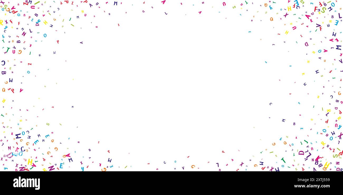 Concept of school background. Colorful childish falling letters of ...