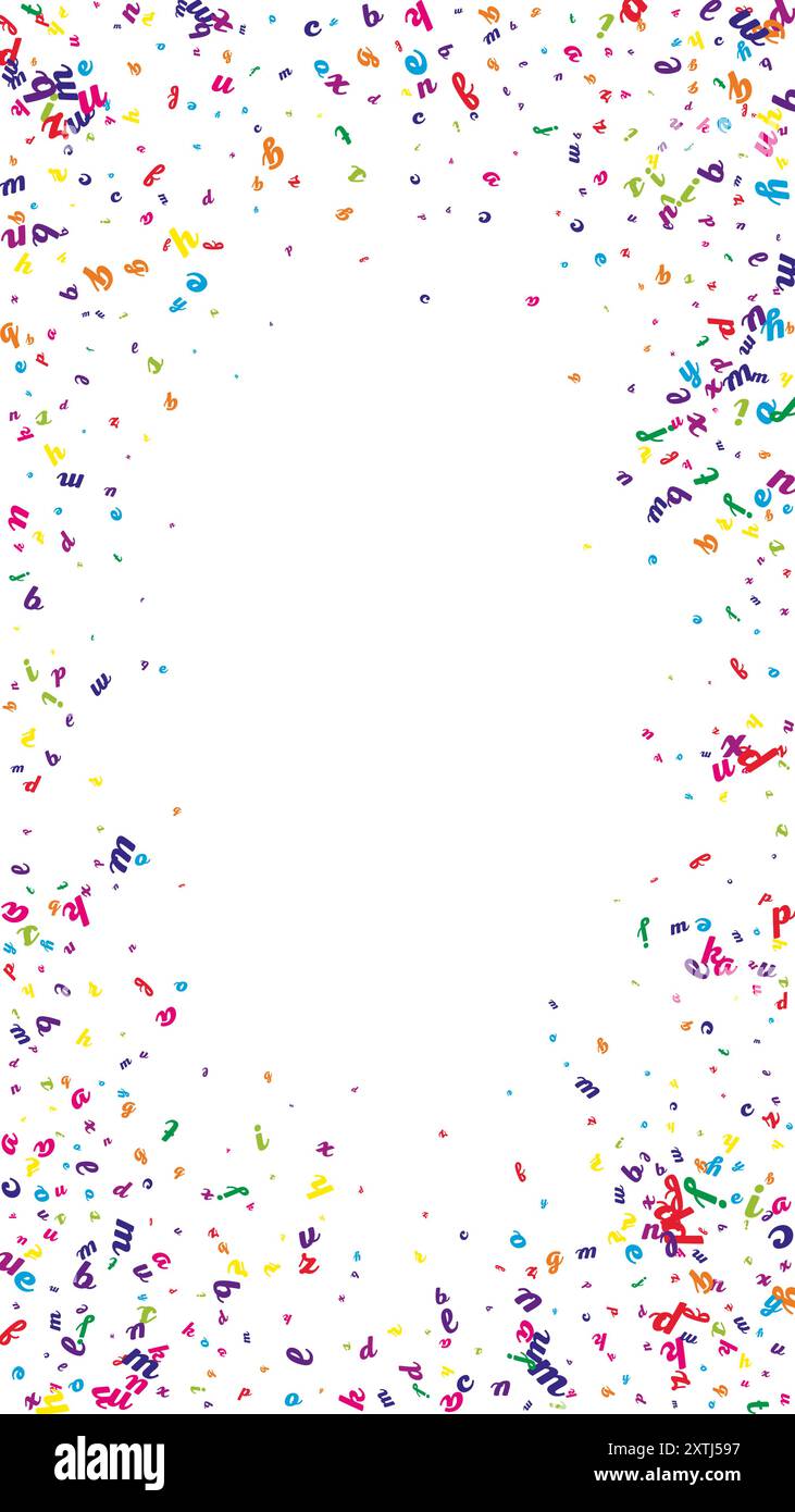 Concept of school background. Colorful childish falling letters of ...