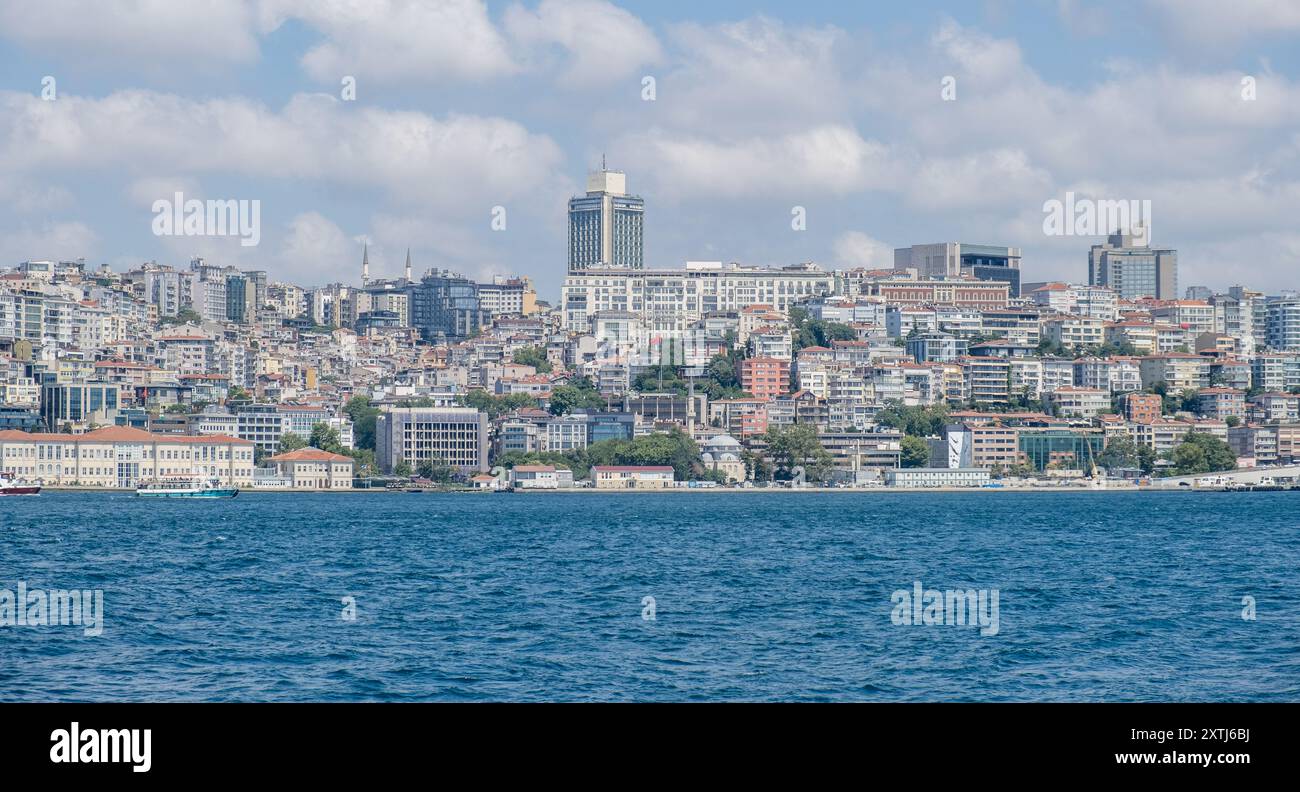 Scenic Bosphorus view of Istanbul's coastline, where historic landmarks ...