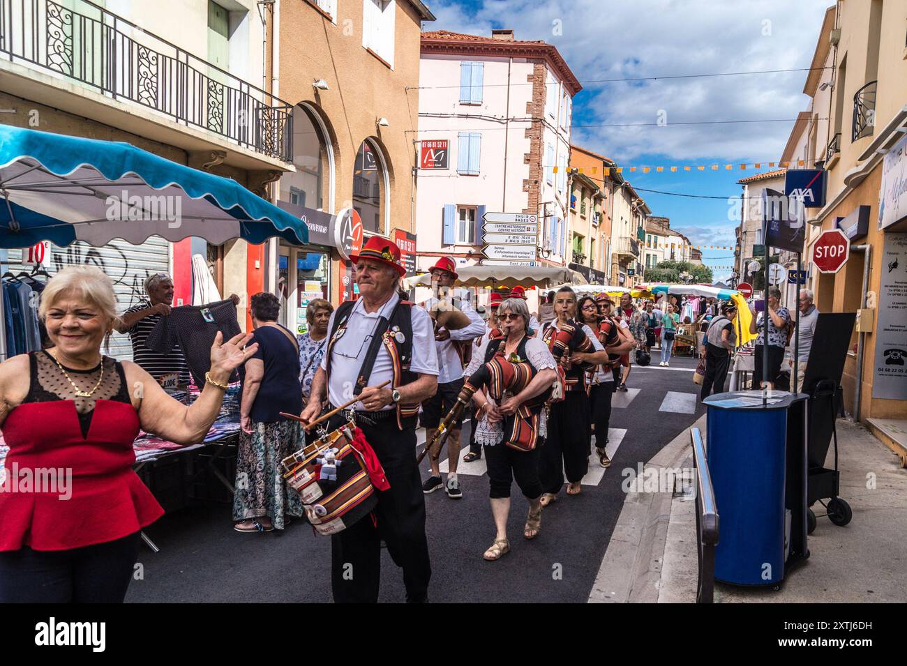 A band playing timbal and sac de gemecs, traditional Catalan ...