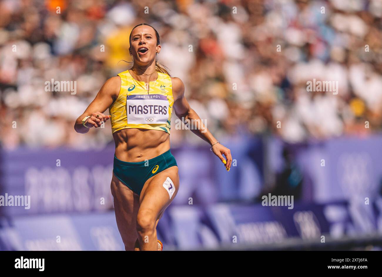 Bree Masters participating in the 100 meters at the Paris 2024 Olympic ...