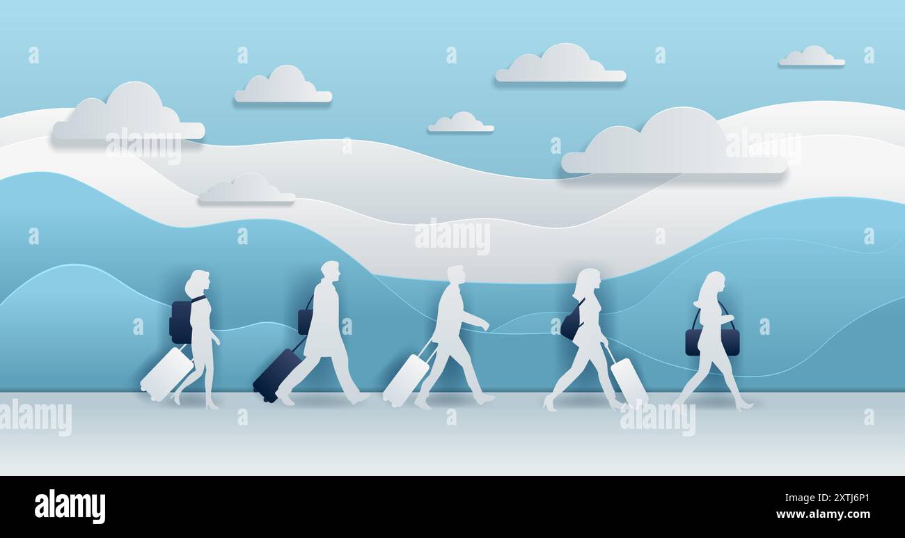 Airport passengers silhouettes Stock Vector Images - Alamy