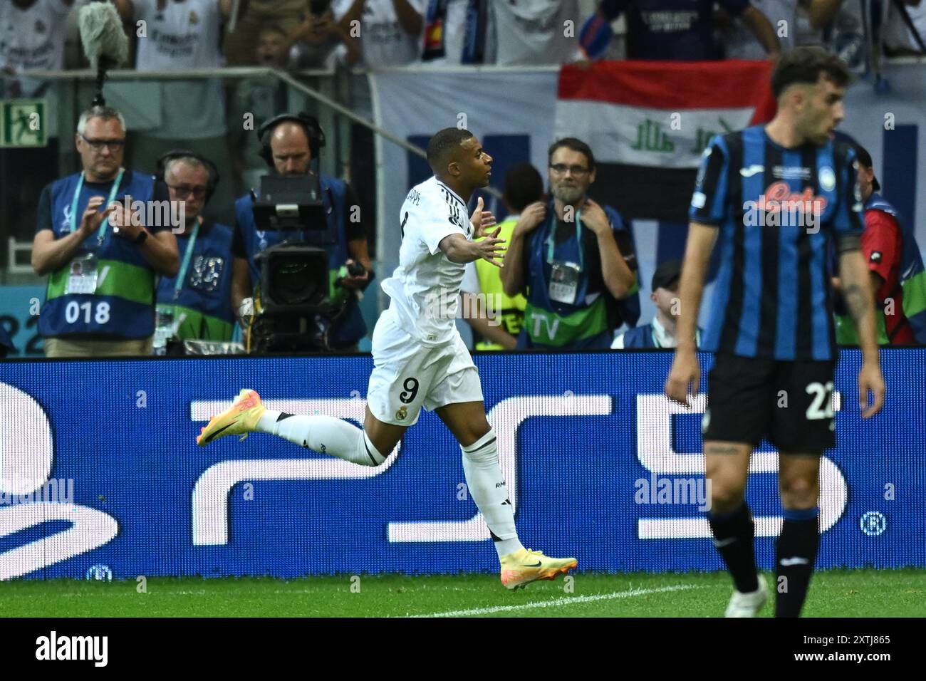Kylian Mbappe (Real Madrid) celebrates after scoring his team's second ...
