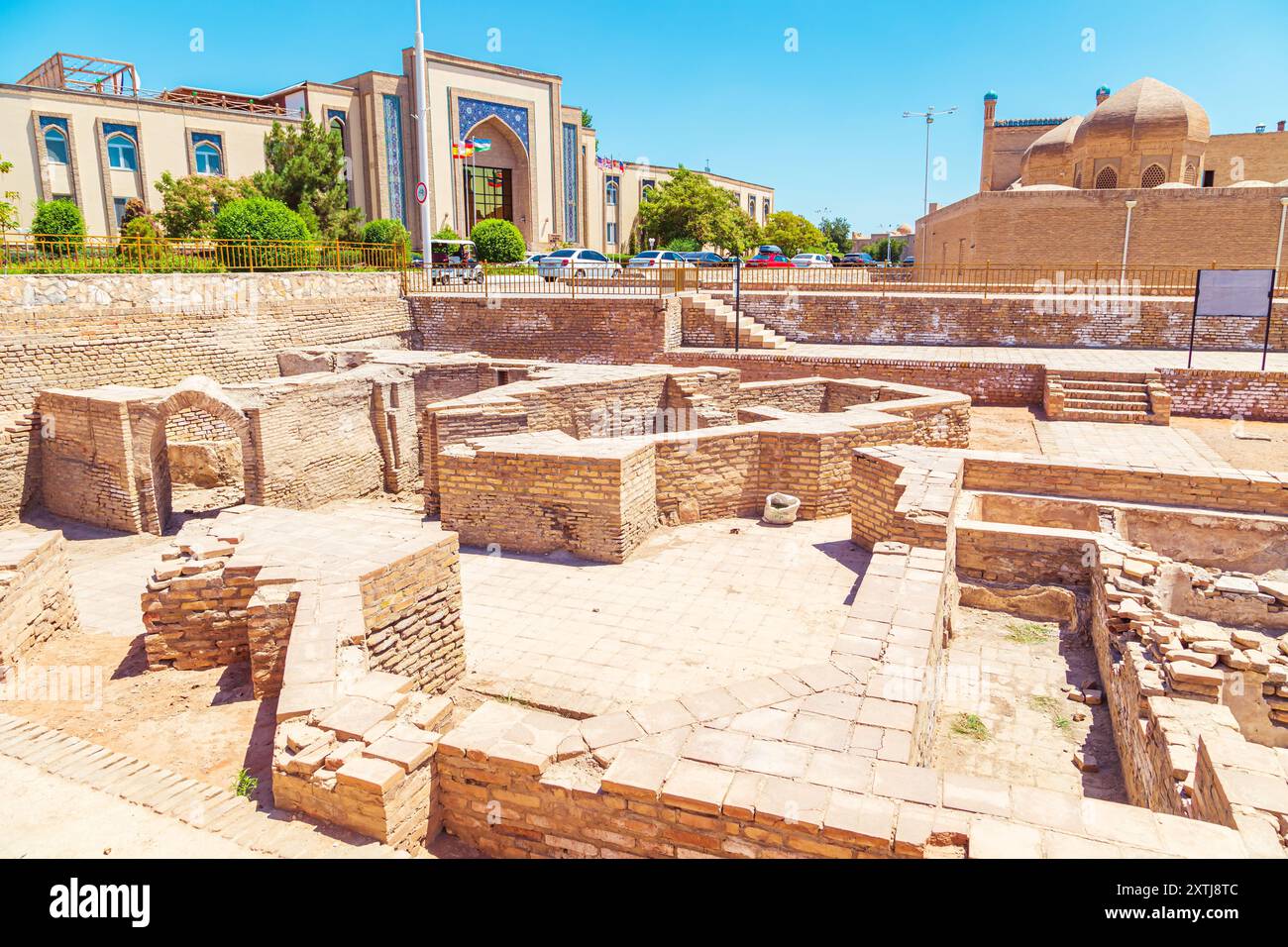 Ancient streets of the old city of Bukhara. Architectural details ...