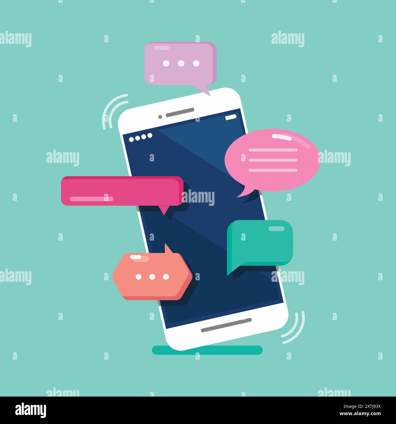 Chat box notification on smartphone screen. Vector illustration Stock ...