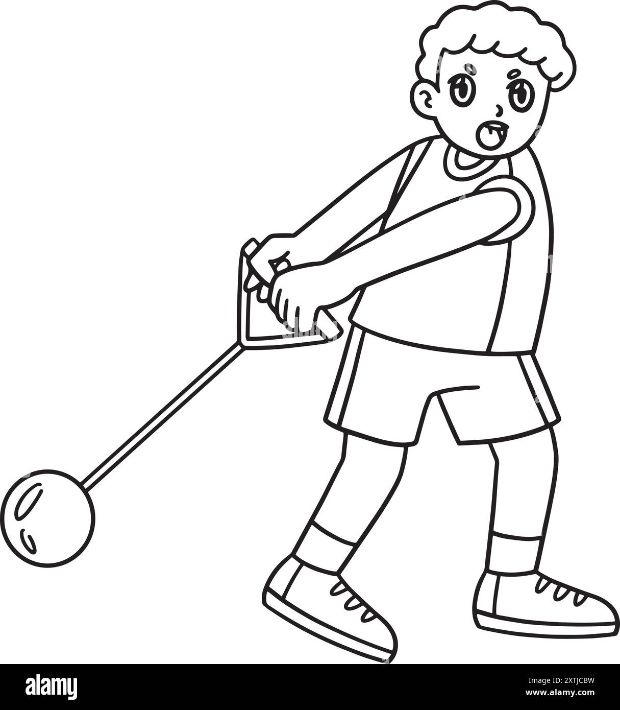 Track and Field Athlete in Hammer Throw Isolated Stock Vector Image ...