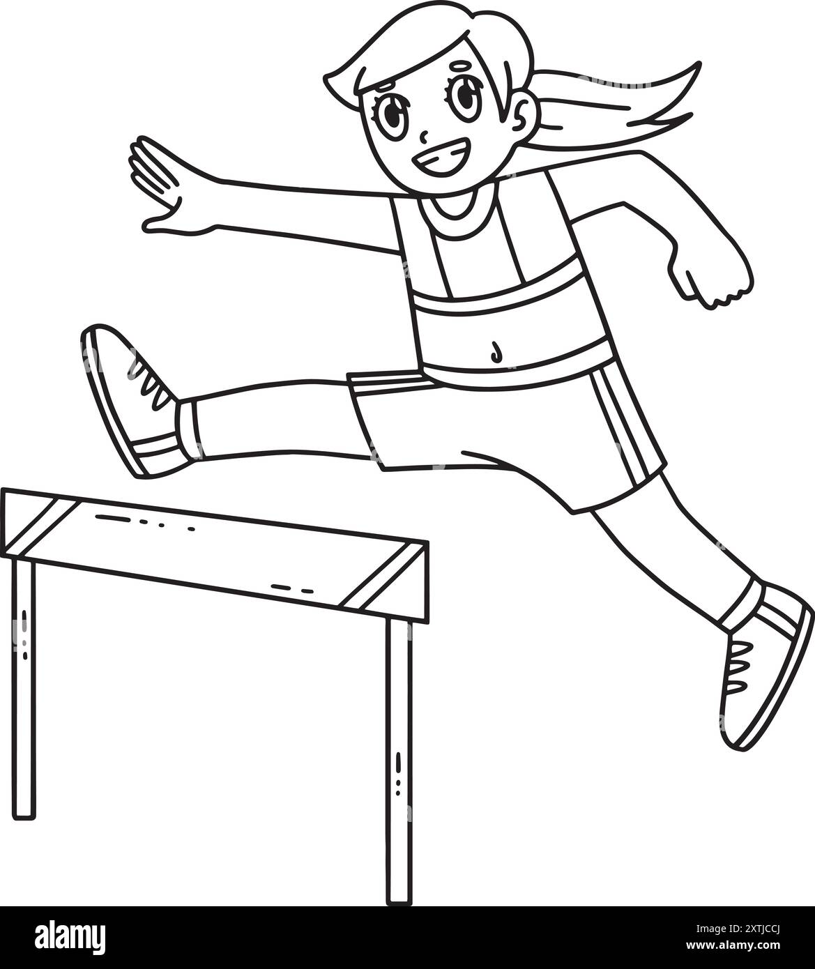Track and Field Female Jumping a Hurdle Isolated Stock Vector Image ...