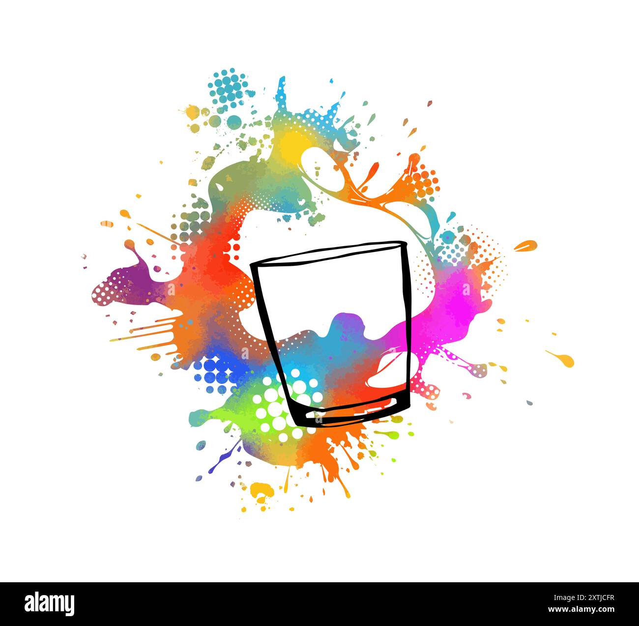 Glass with colored drink abstract. hand drawing. Not AI. Vector ...