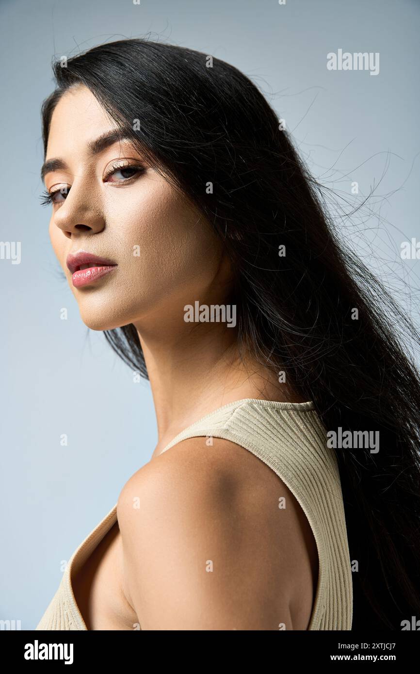 Professional model long hair poses hi-res stock photography and images ...