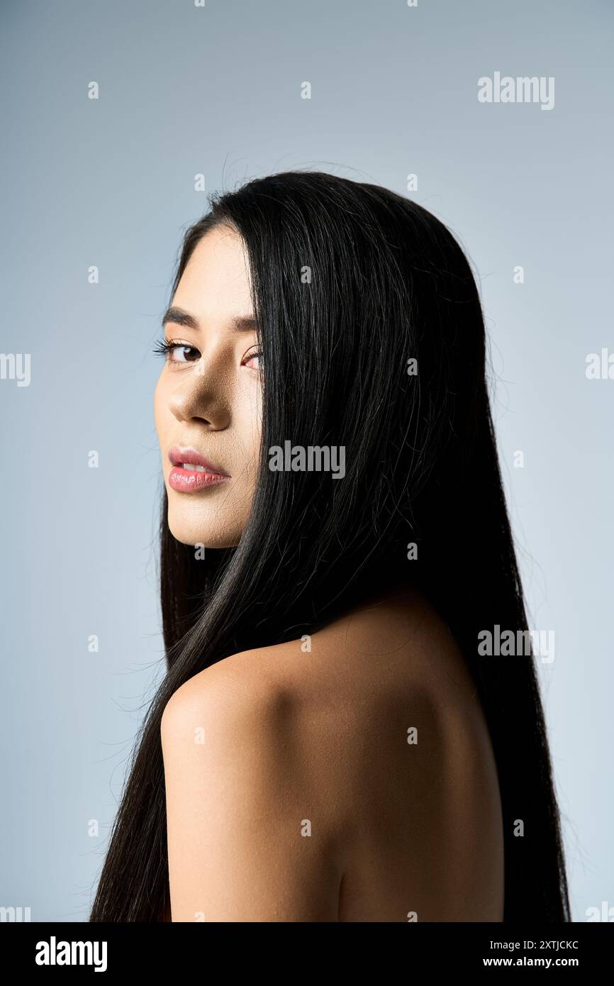 Professional model long hair poses hi-res stock photography and images ...