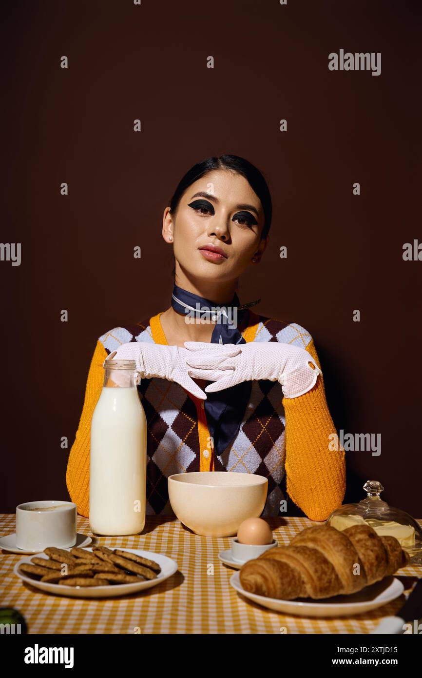 Beautiful woman posing enjoying breakfast hi-res stock photography and ...