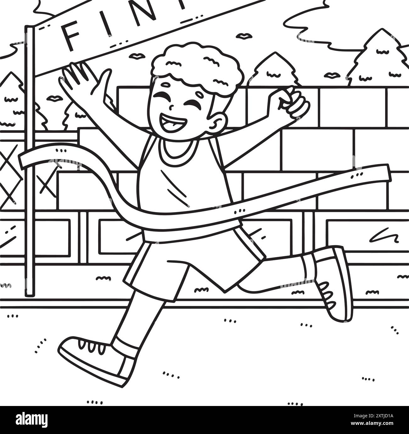 Track and Field Athlete Winning Marathon Coloring Stock Vector Image ...