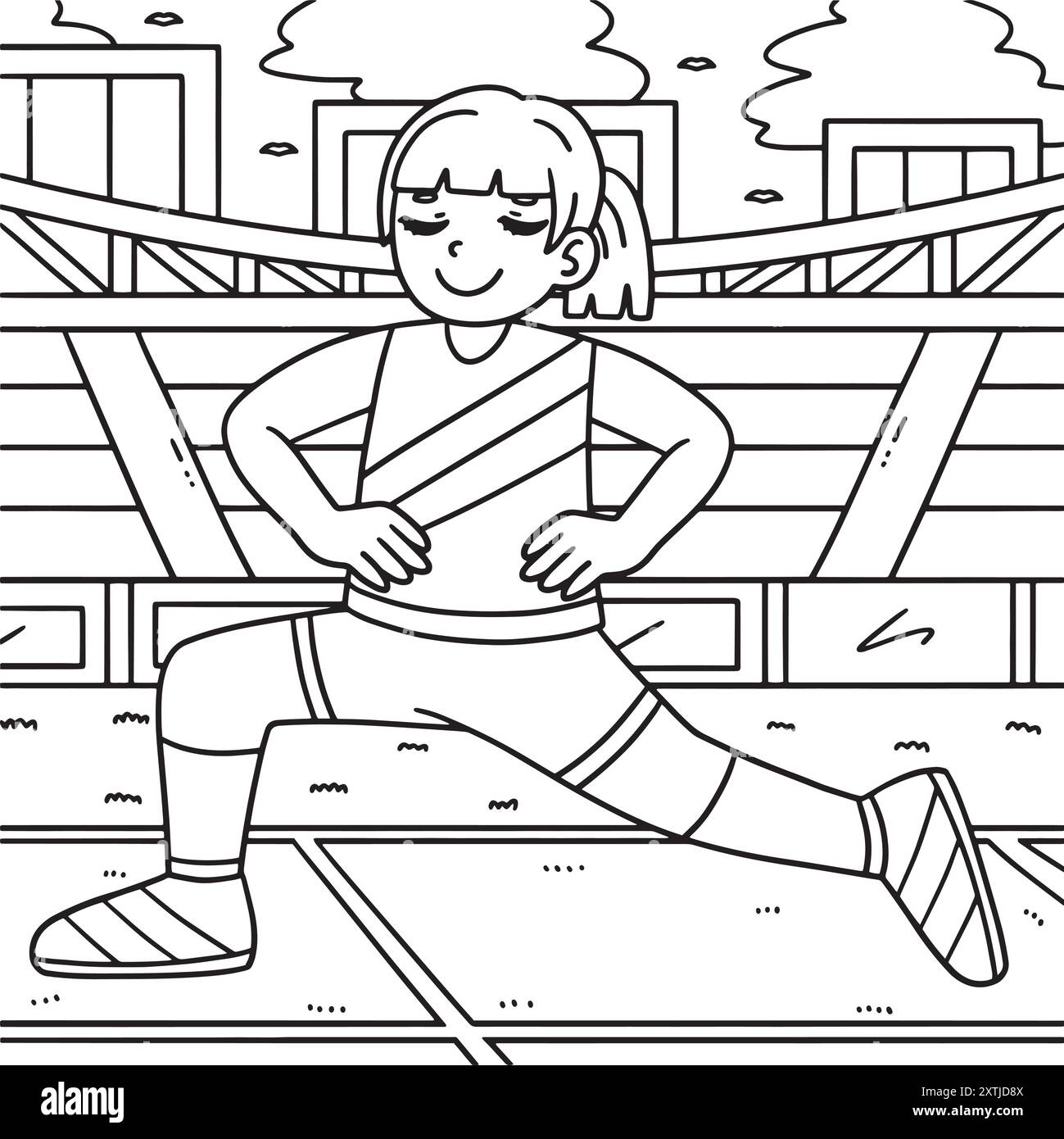 Track and Field Female Athlete Stretching Coloring Stock Vector Image ...