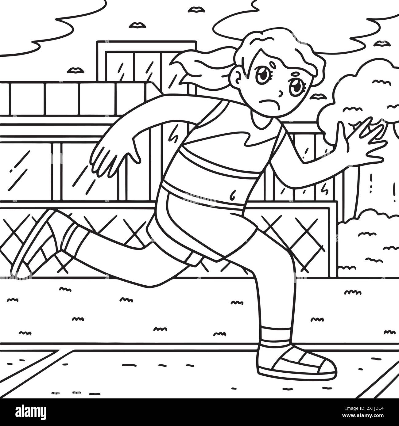 Track and Field Female Athlete Running Coloring Stock Vector Image ...