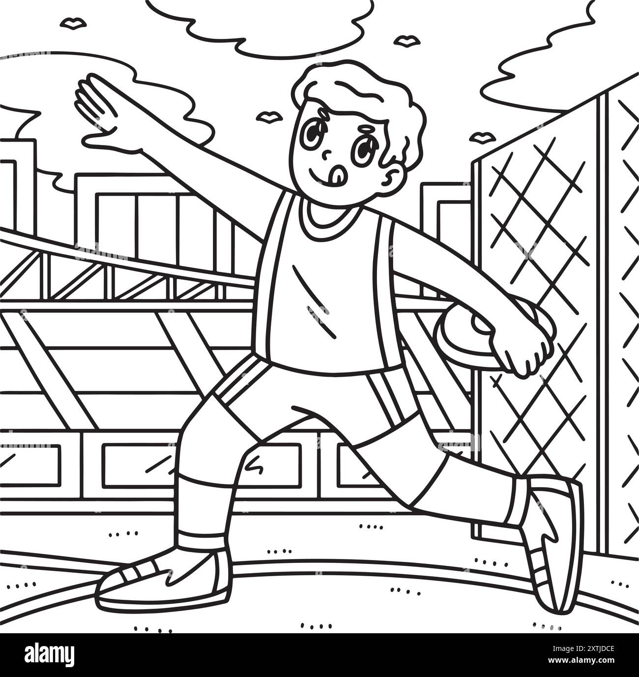 Track and Field Athlete with Discus Coloring Page Stock Vector Image ...