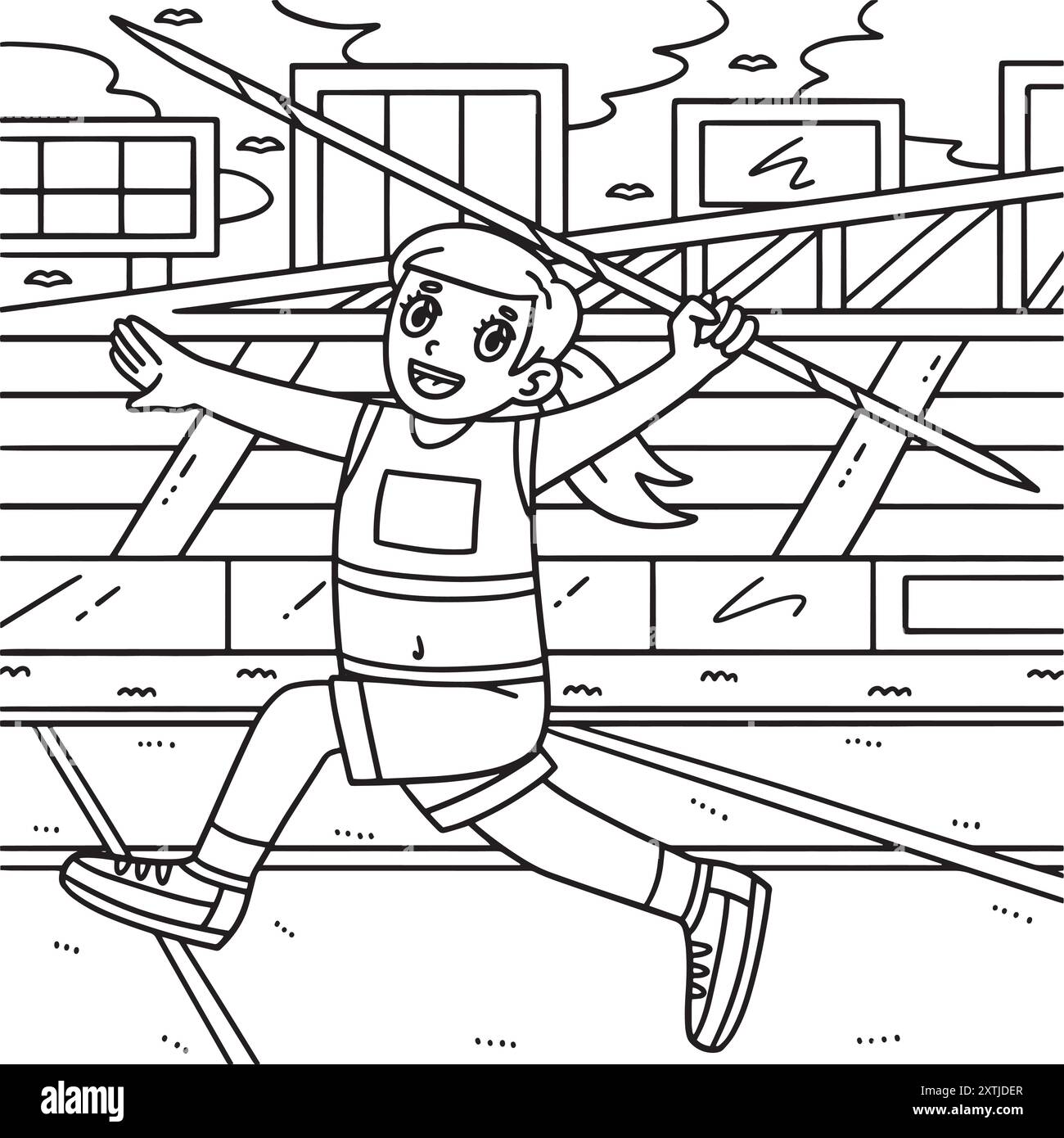 Track and Field Female Athlete Javelin Coloring Stock Vector Image ...