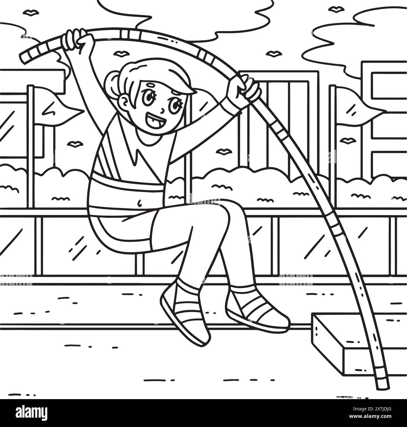 Track and Field Female Pole Vaulting Coloring Stock Vector Image & Art ...