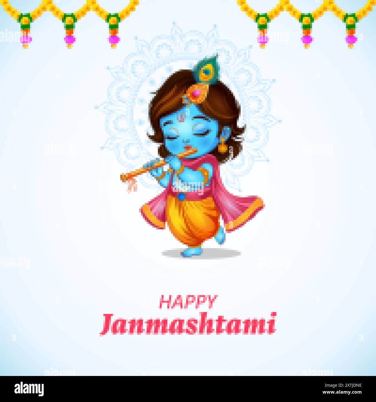 Lord Bal Krishna in the religious festival background of India for Shri ...