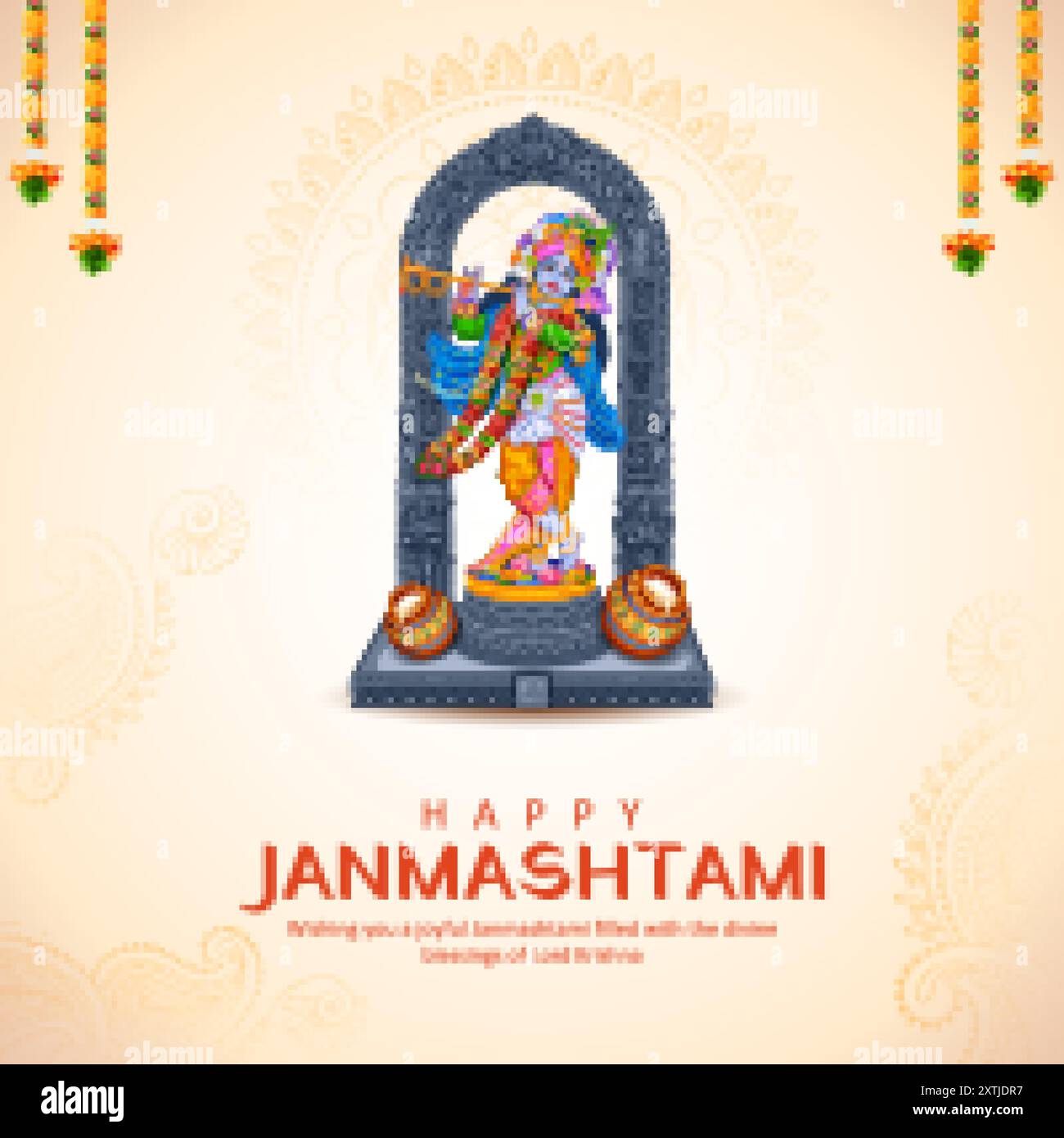 Lord Bal Krishna in the religious festival background of India for Shri ...