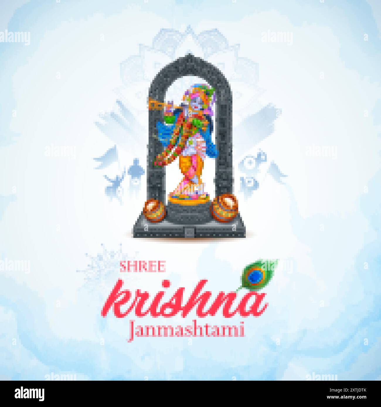 Lord Bal Krishna in the religious festival background of India for Shri ...