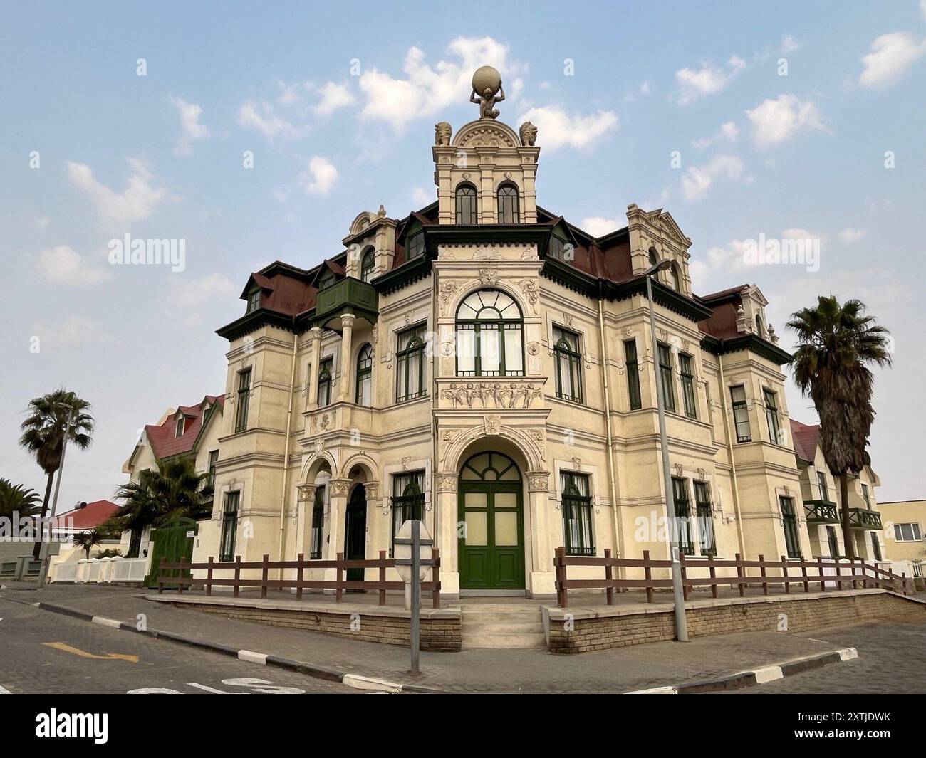 Swakopmund, Namibia. 03rd Aug, 2024. The Hohenzollern House, built by a ...