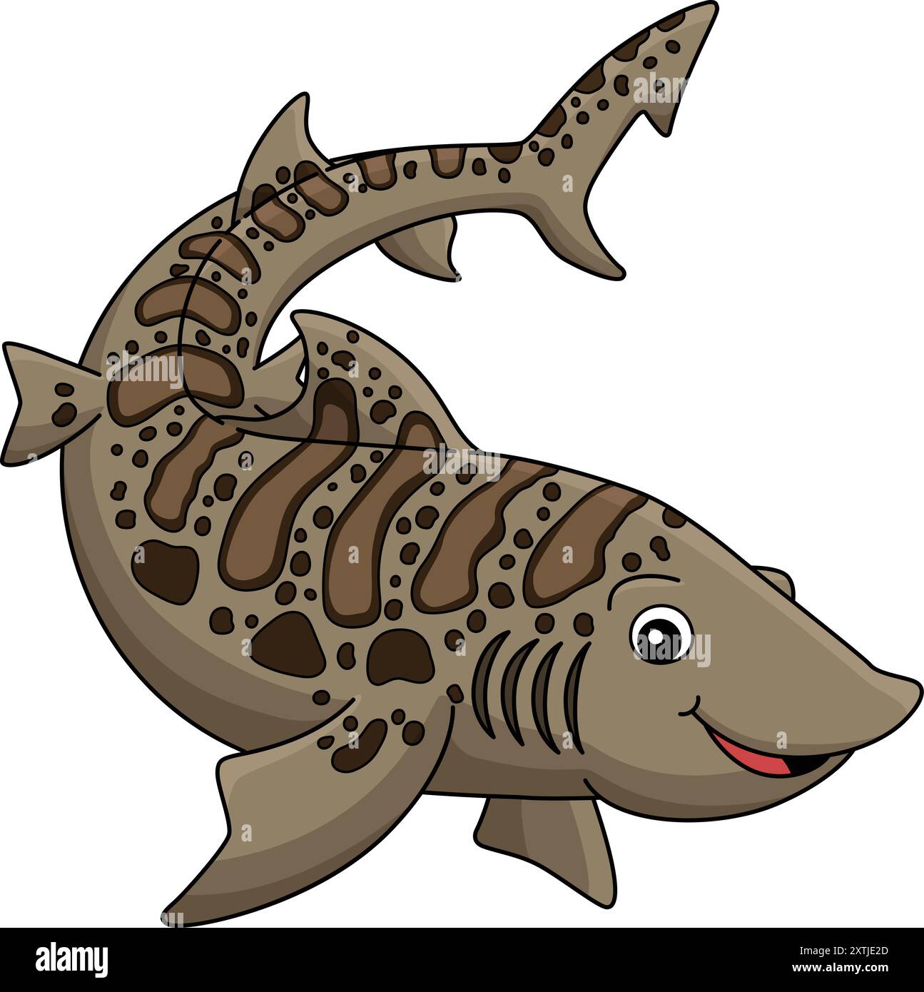 Leopard Shark Cartoon Colored Clipart Illustration Stock Vector Image ...