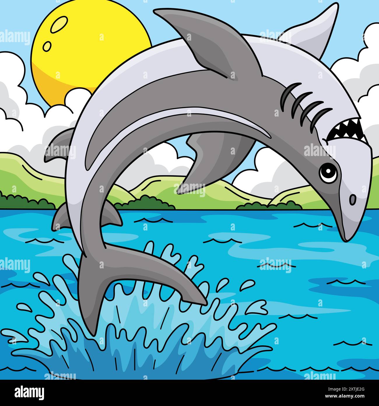 Spinner Shark Colored Cartoon Illustration Stock Vector Image & Art - Alamy