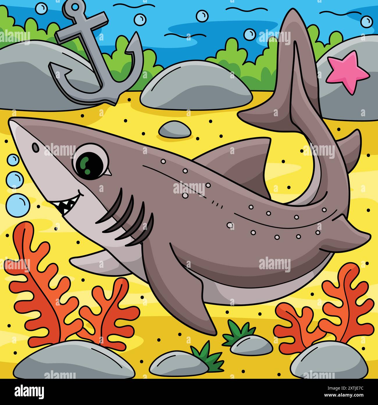 Spiny Dogfish Shark Colored Cartoon Illustration Stock Vector Image ...