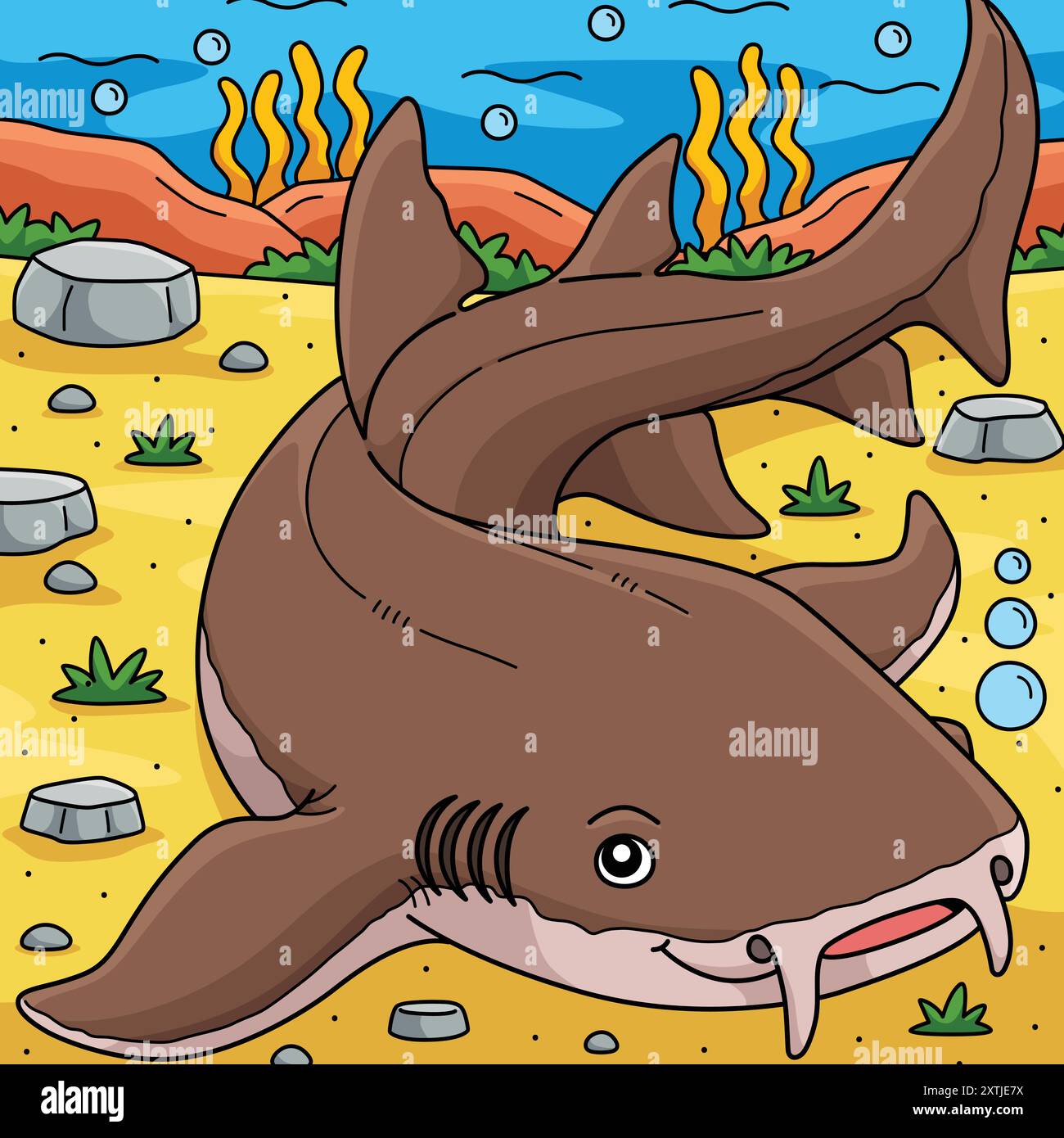 Nurse Shark Colored Cartoon Illustration Stock Vector Image & Art - Alamy