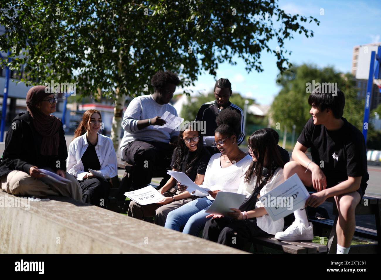 NOTE: NAME ON PAPERWORK PIXELATED BY PA PICTURE DESK Students sit ...