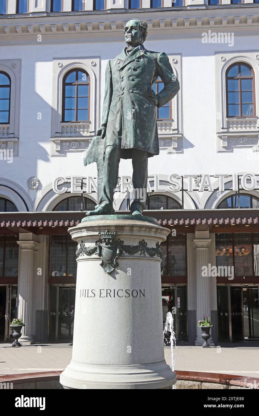 Statue of Nils Ericson outside Central Station, Stockholm Stock Photo ...