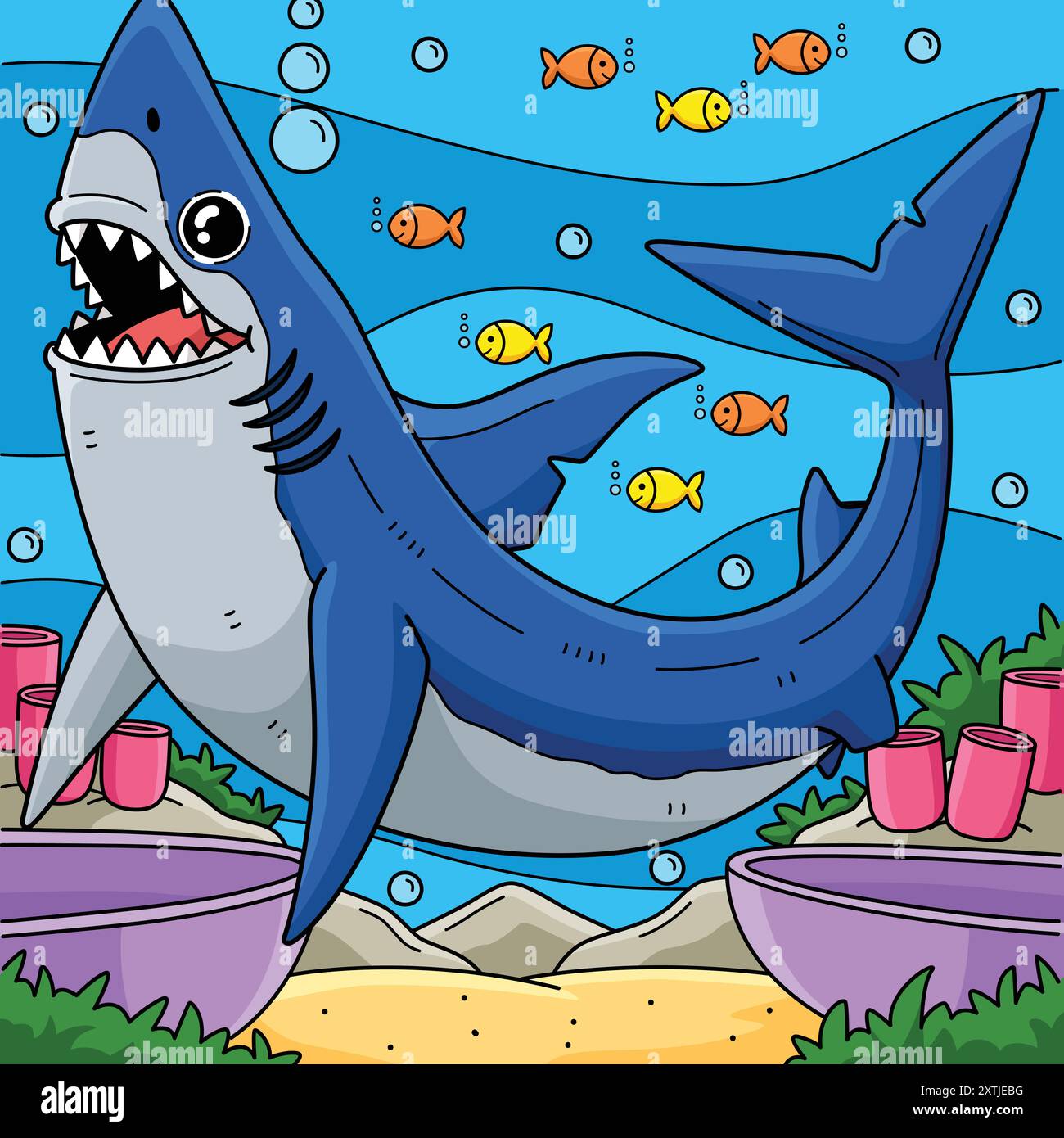 Mako Shark Colored Cartoon Illustration Stock Vector Image & Art - Alamy