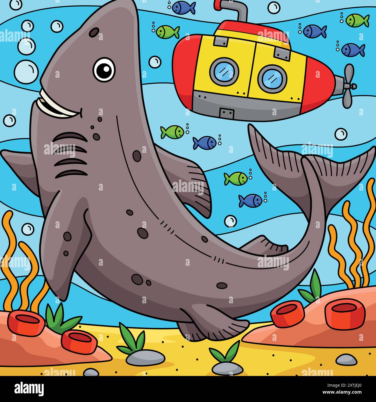 Greenland Shark Colored Cartoon Illustration Stock Vector Image & Art ...