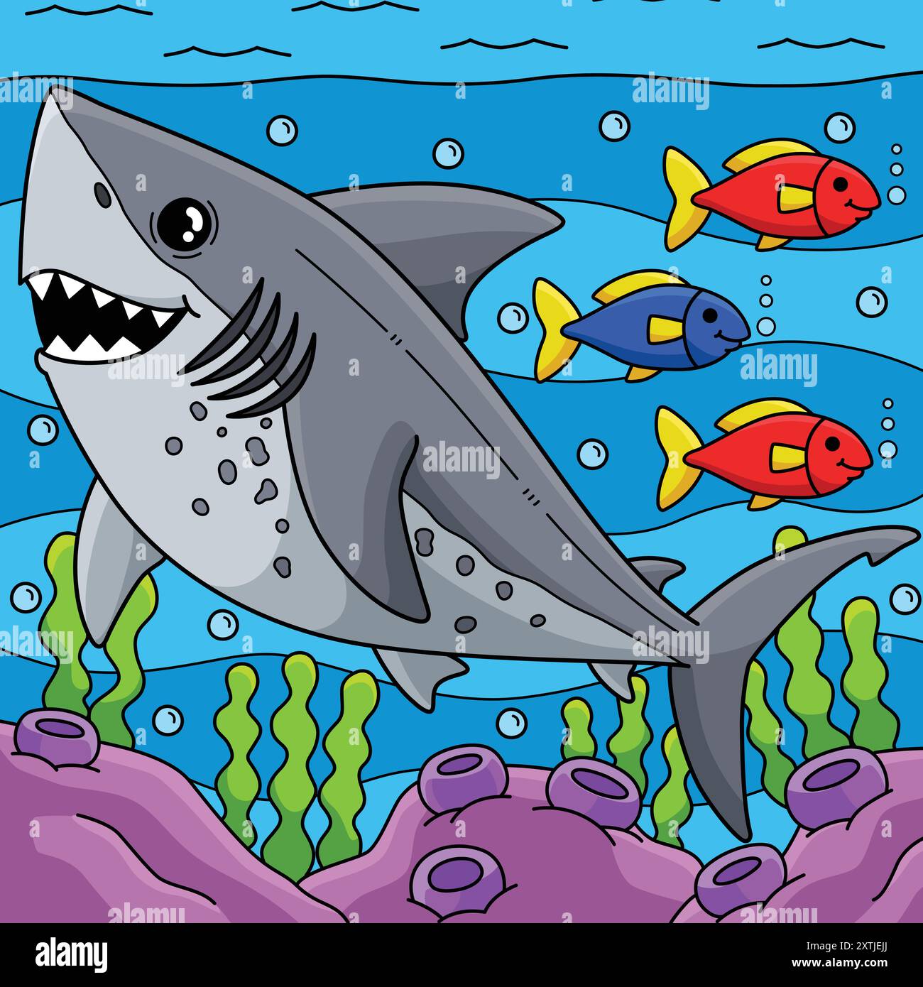 Salmon Shark Colored Cartoon Illustration Stock Vector Image & Art - Alamy