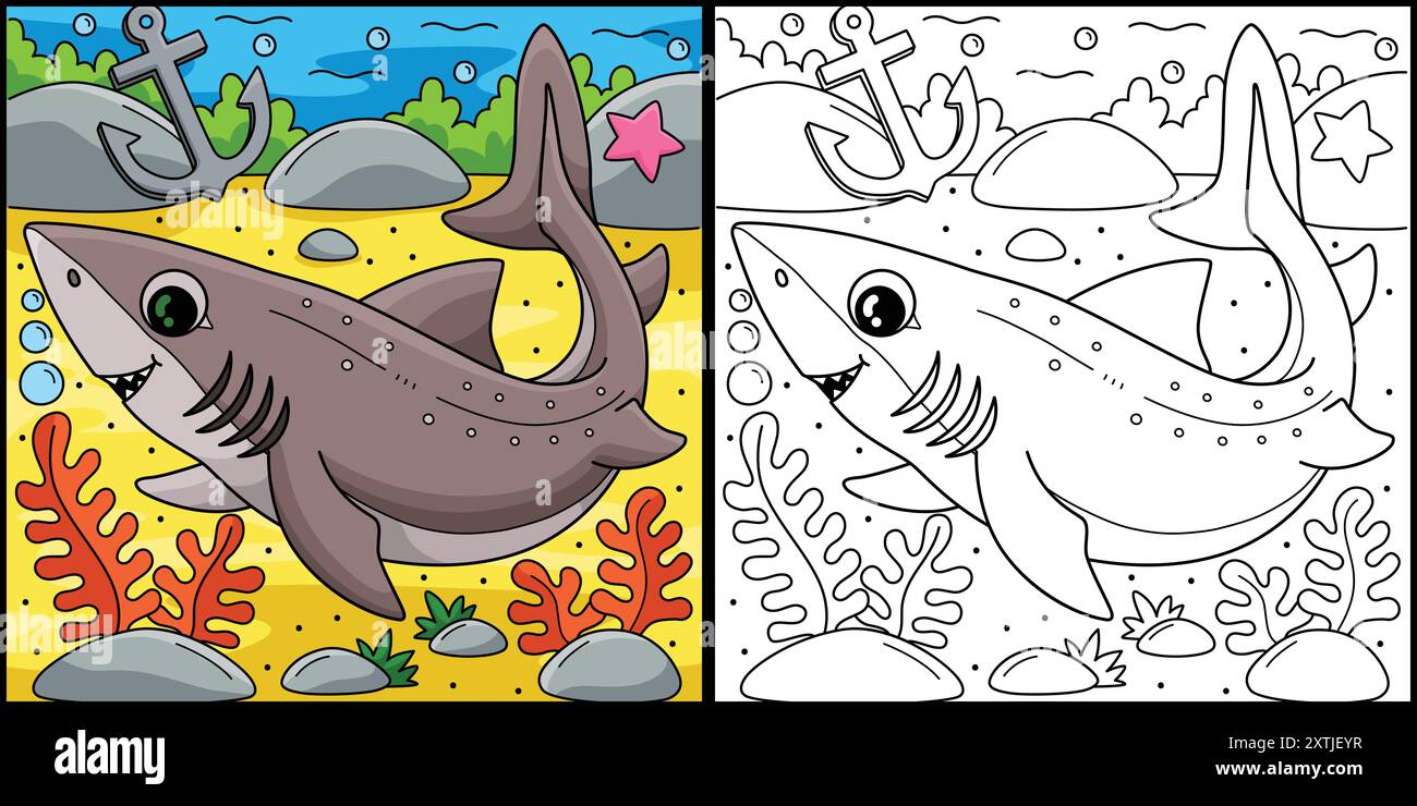 Spiny Dogfish Shark Coloring Page Illustration Stock Vector Image & Art ...