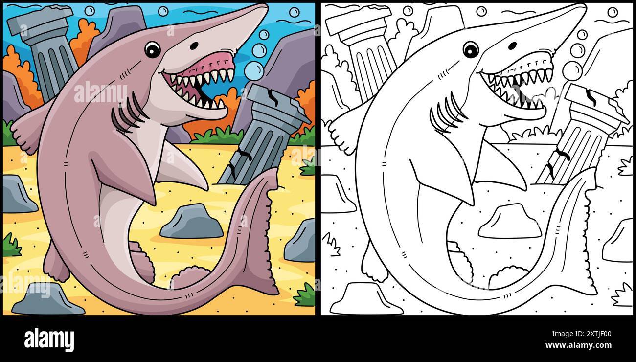 Goblin Shark Coloring Page Colored Illustration Stock Vector Image & Art - Alamy