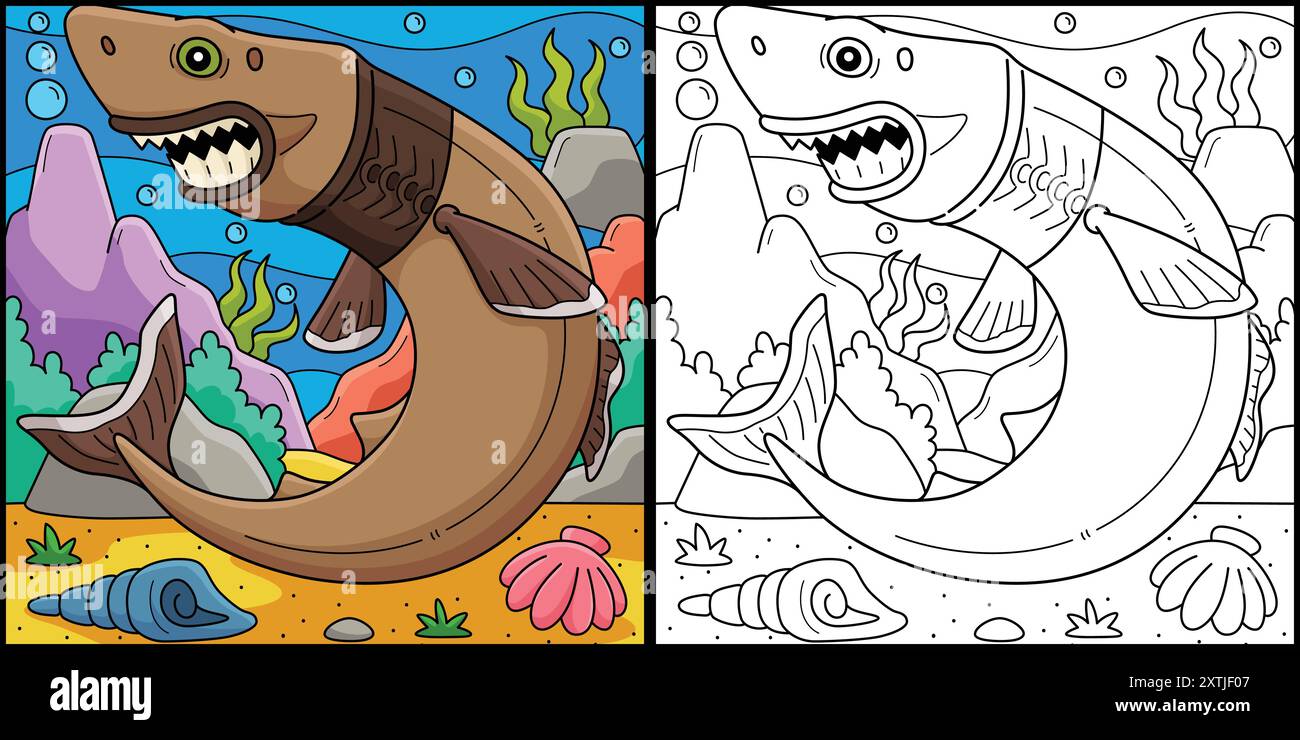 Cookiecutter Shark Coloring Page Illustration Stock Vector Image & Art ...