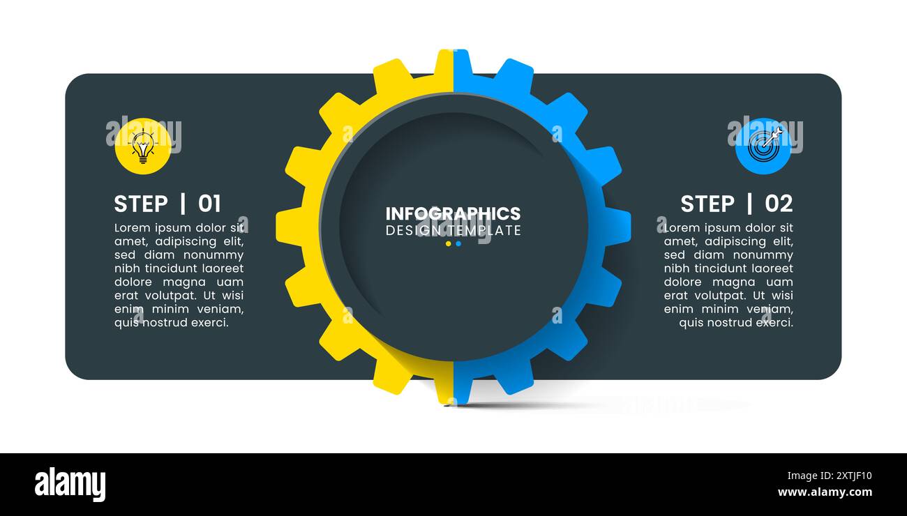Infographic template with icons and 2 options or steps. Gear. Can be ...