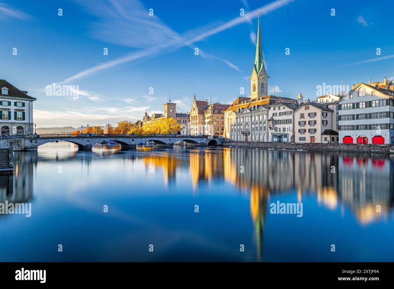 Zurich, Switzerland on the Limmat River in the early morning Stock ...