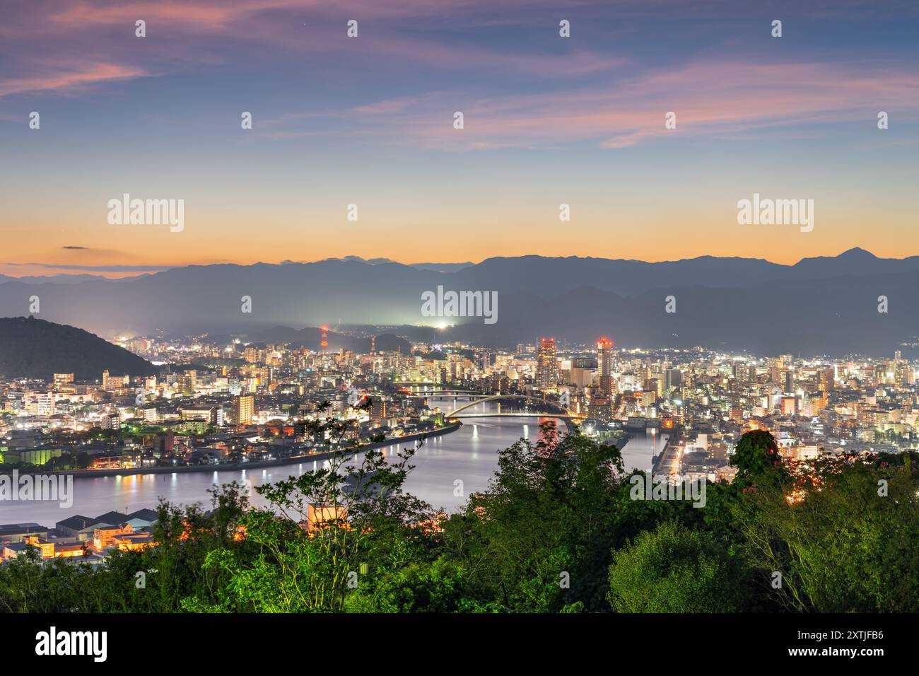 Kochi, Shikoku, Japan downtown city skyline at dusk Stock Photo - Alamy