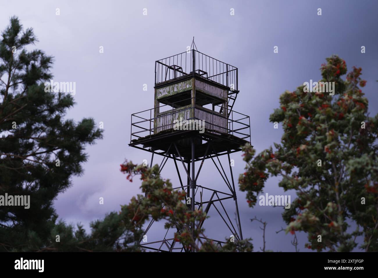 An old Soviet border tower in Neeme against a stormy sky Stock Photo ...