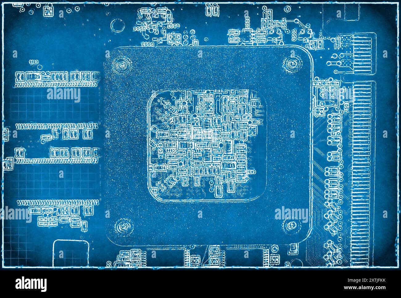 Abstract blue electronic background with circuit board Stock Photo - Alamy