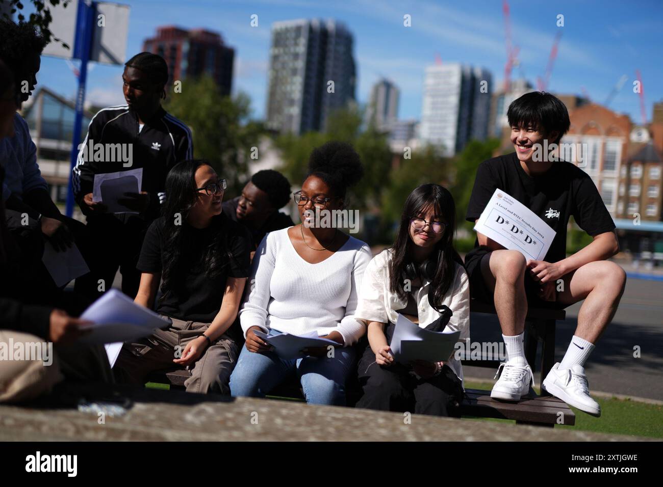 NOTE: NAME ON PAPERWORK PIXELATED BY PA PICTURE DESK Students sit ...