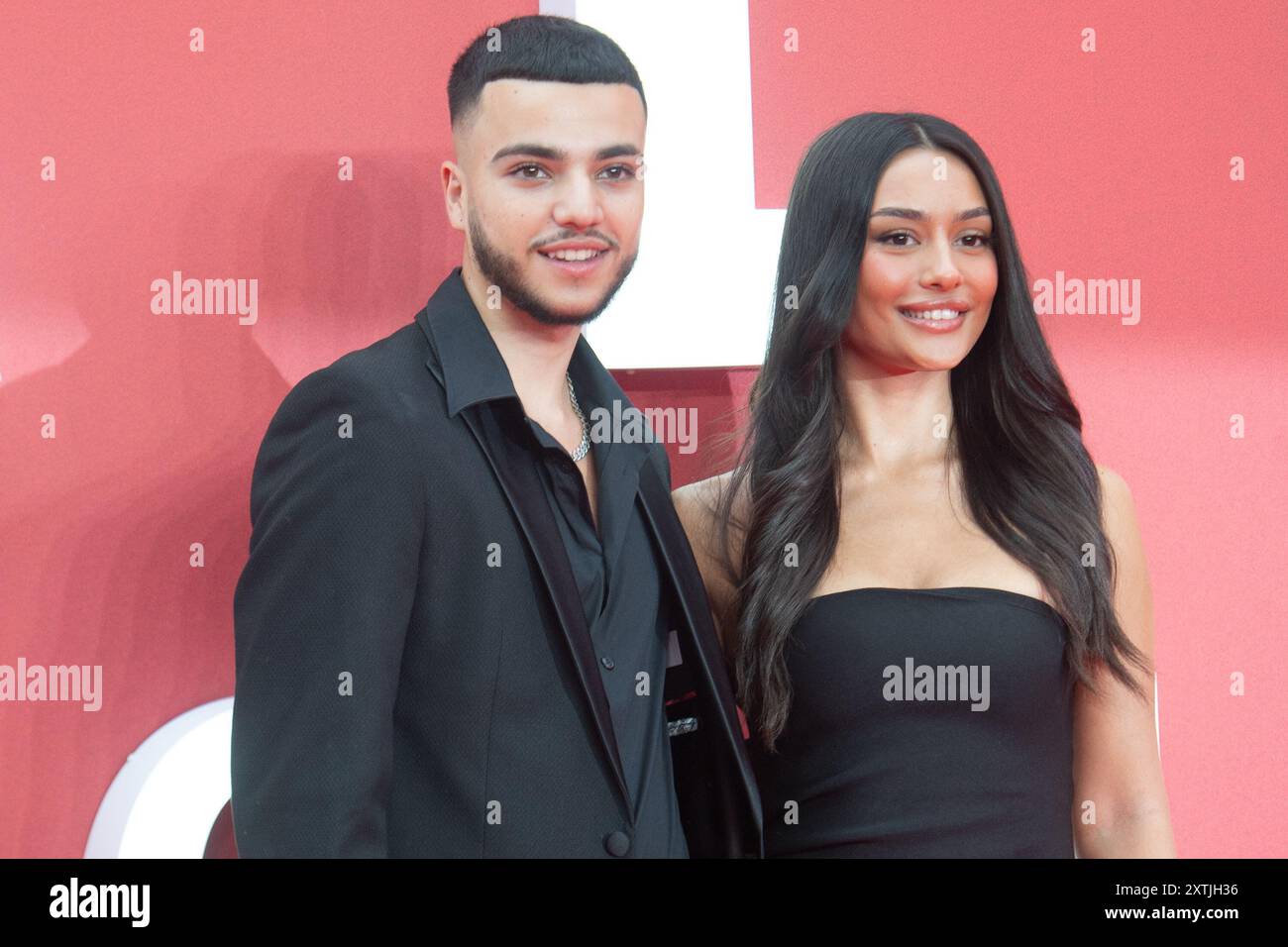 London, UK. 14 Aug, 2024. Pictured: Junior Andre and girlfriend Jasmine ...