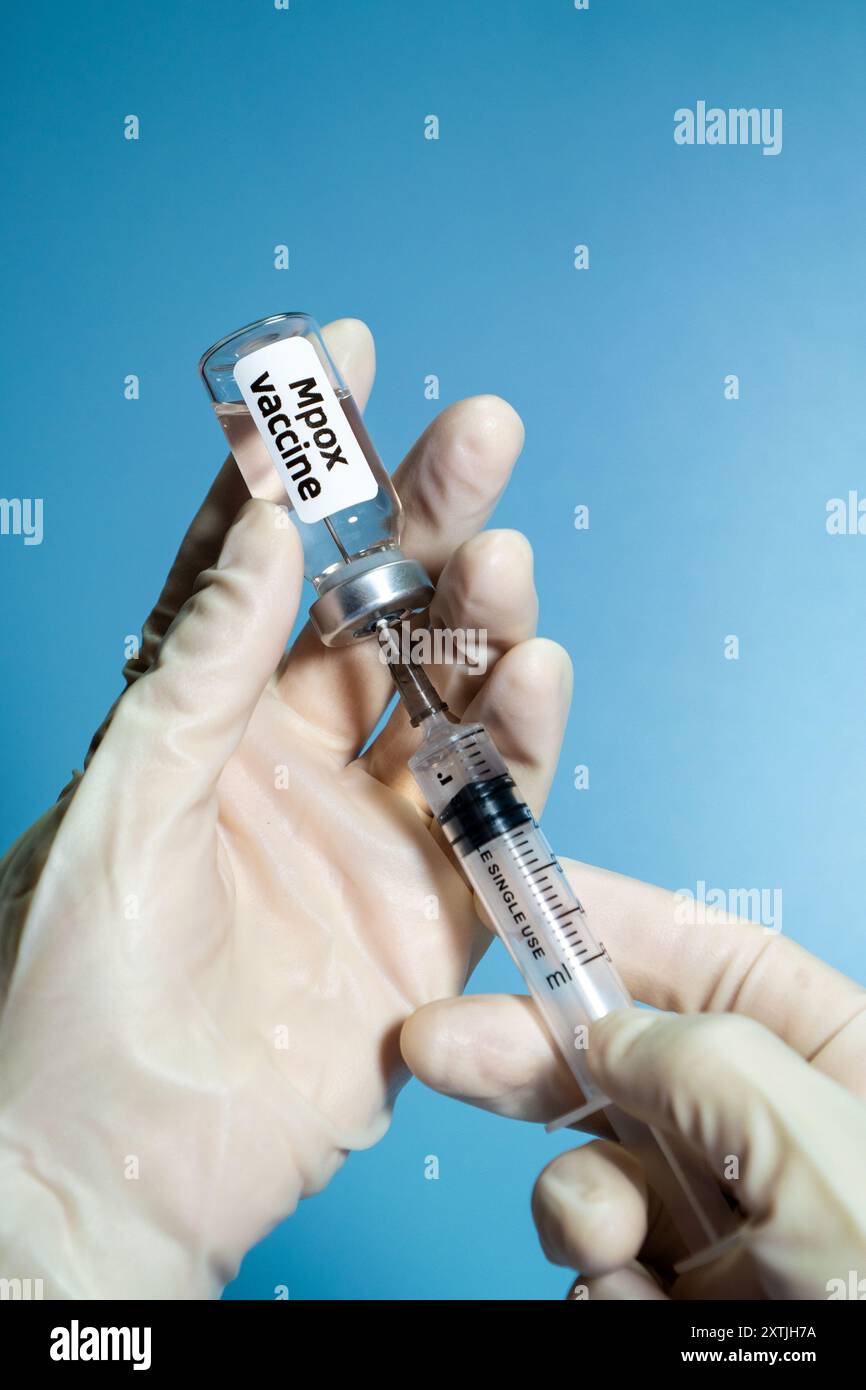 Close-up of Monkeypox(MPOX) Vaccine and syringe Stock Photo - Alamy