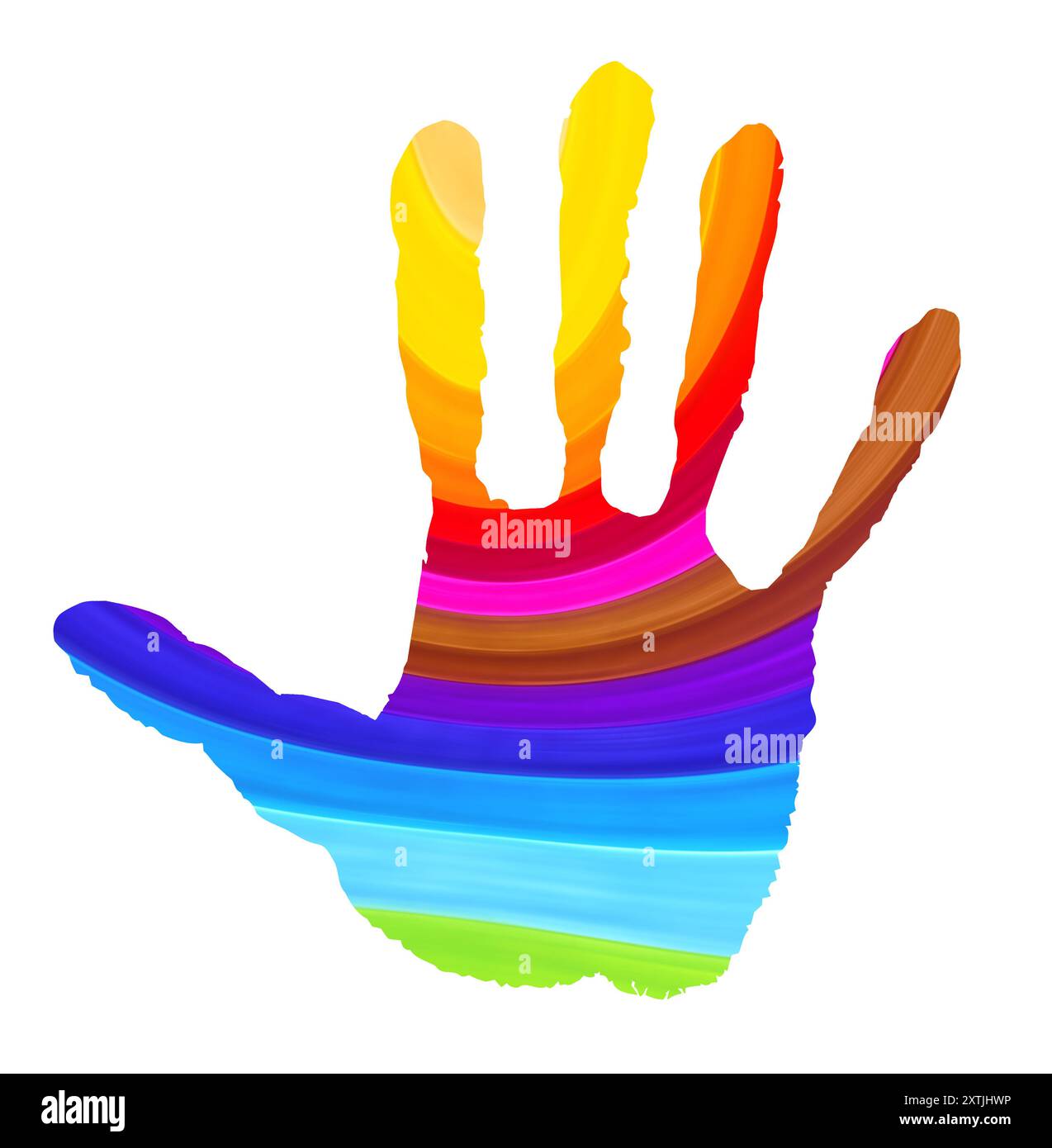 Abstract handprint in vibrant colors isolated on white Stock Photo - Alamy